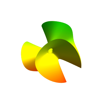 The Clebsch cubic surface (left) and the Kummer quartic surface (right).